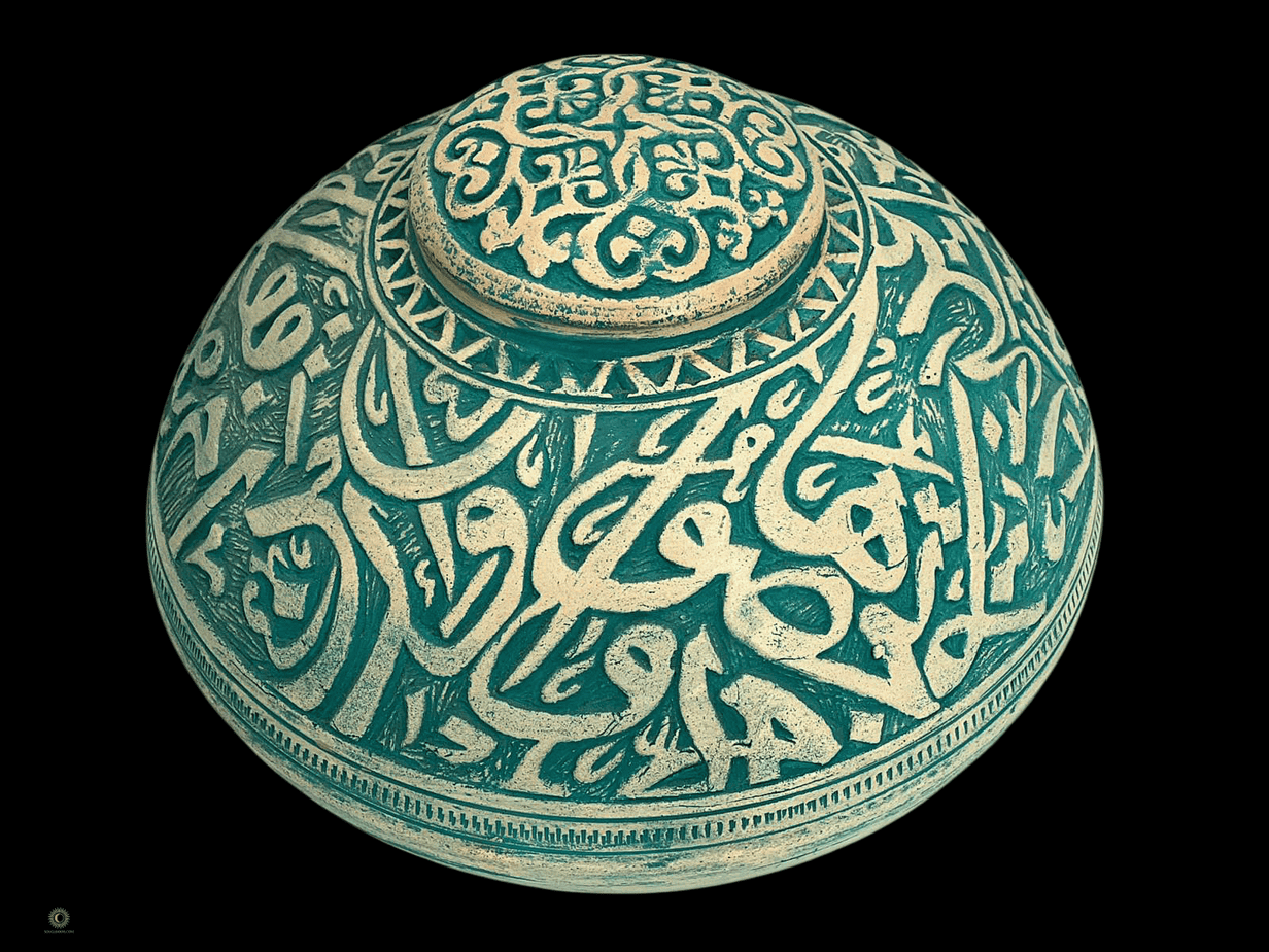 Pottery 12 - Turquoise Calligraphy Pot - Souq2Door