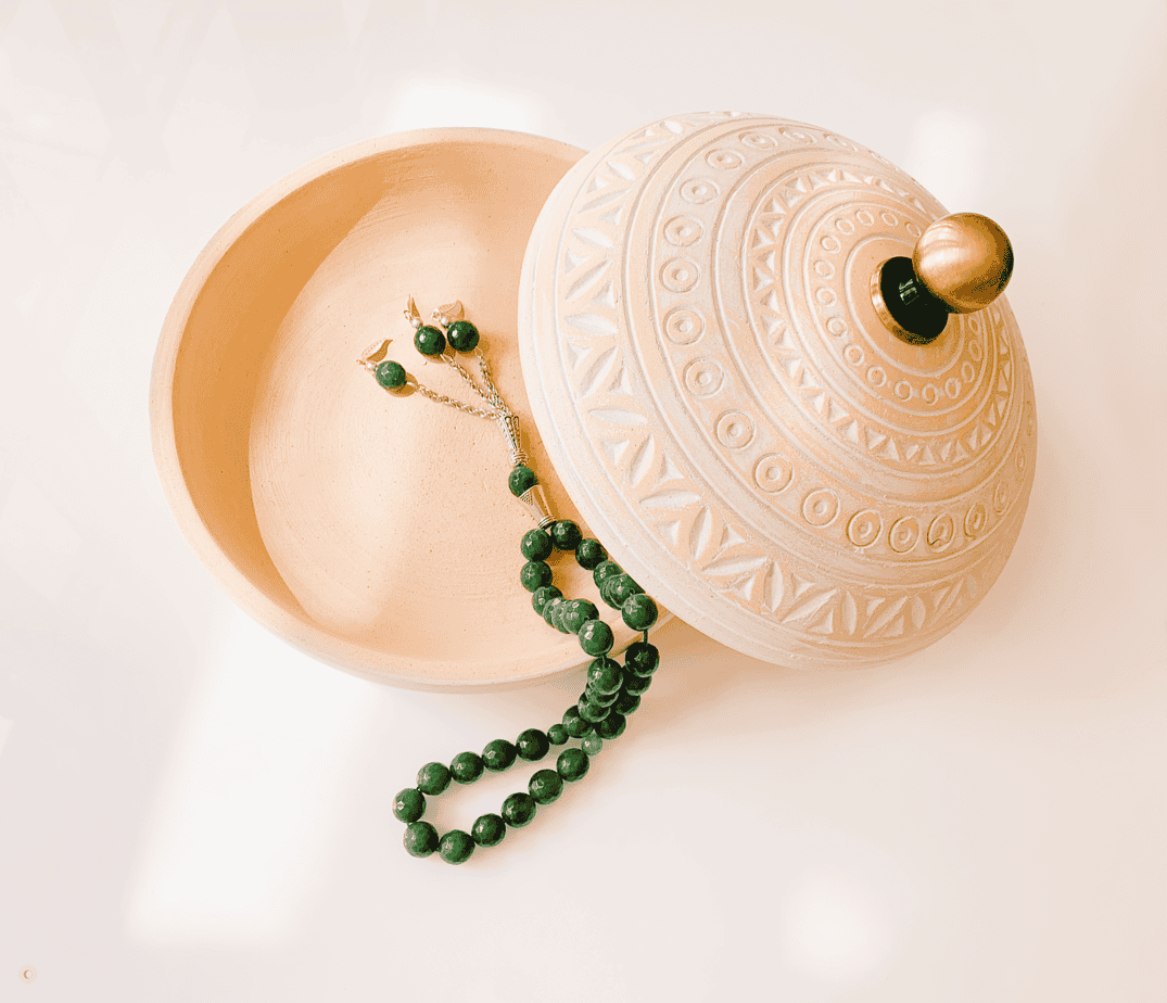 Cream and White Arabic Pottery Container - Souq2Door