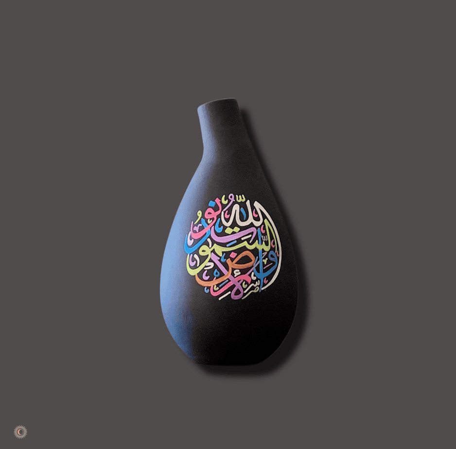 Pottery 21 - Matte Black Pottery with Calligraphy - Souq2Door